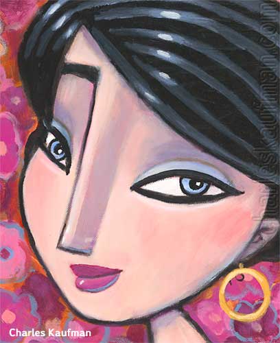 Art and Paintings by Charles Kaufman -"Red Flowers"